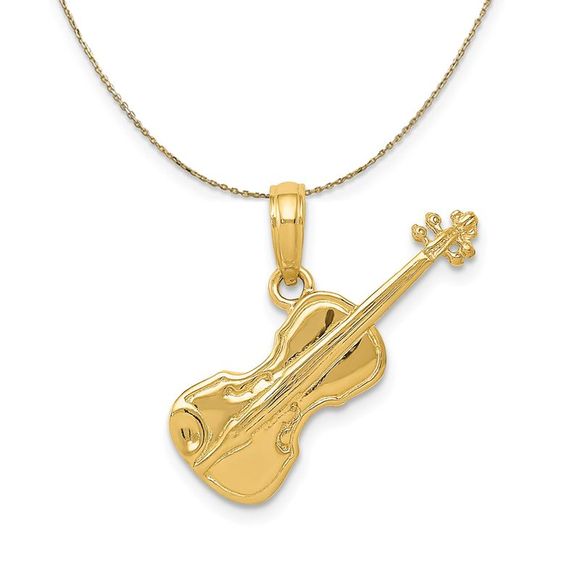 Black Bow Jewelry Co. | Jewelry | 4k Yellow Gold Violin Necklace 22 ...